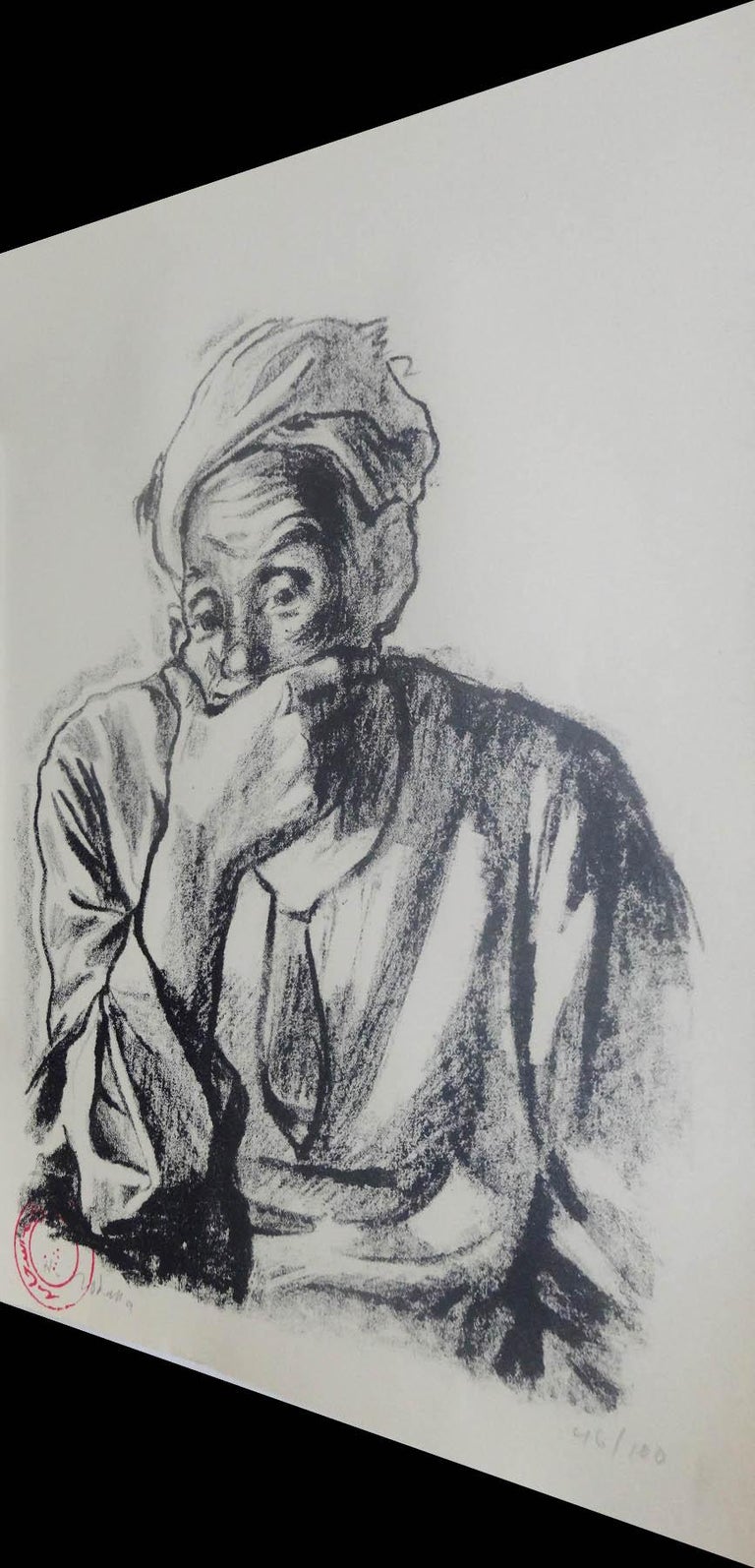 Hamed Abdalla - "Contemplation" signed Lithograph 12" x 8" inch Edition ...