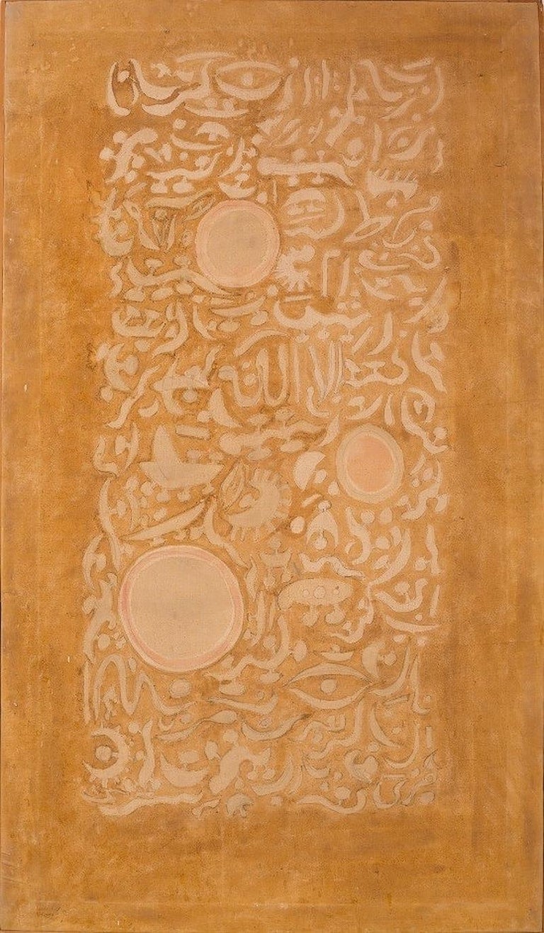 Ramzi Mostafa - "Ancient Text II" Oil on canvas Painting 58" x 34" inch ...