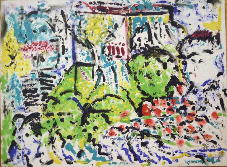 Youssef Sida - "Abstract Figurative" Oil on Carton Painting 18" x 24 ...