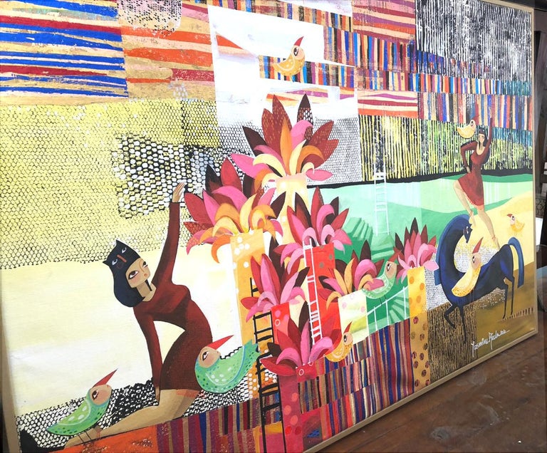 Yasmine Reda - "Theatrical Performance in a Red Dress" Painting 31" x ...