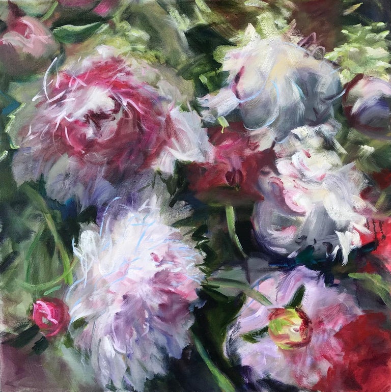 Jamie Evrard - Peonies Baroque, Jamie Evrard, Oil on Canvas, Unframed ...