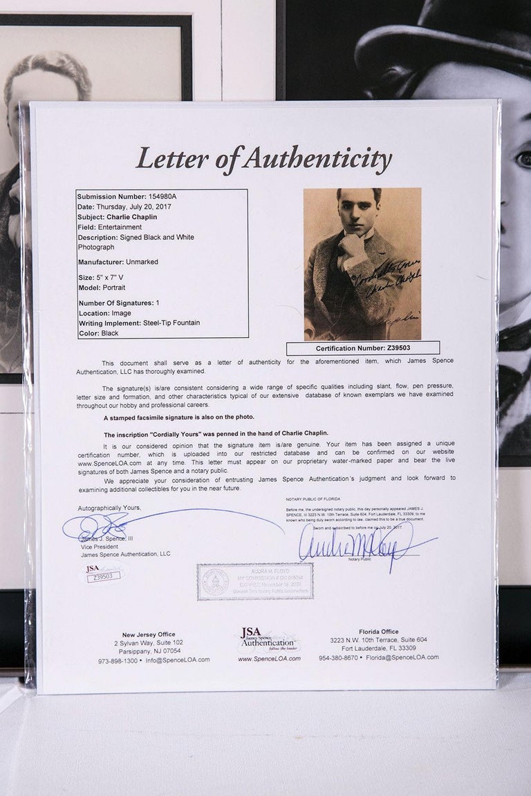 Charlie Chaplin - Charlie Chaplin Hand Signed Photo JSA Authenticated ...