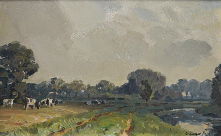 Hans Versfelt - River with Cloudy Sky, Hans Versfelt, 21st Century ...