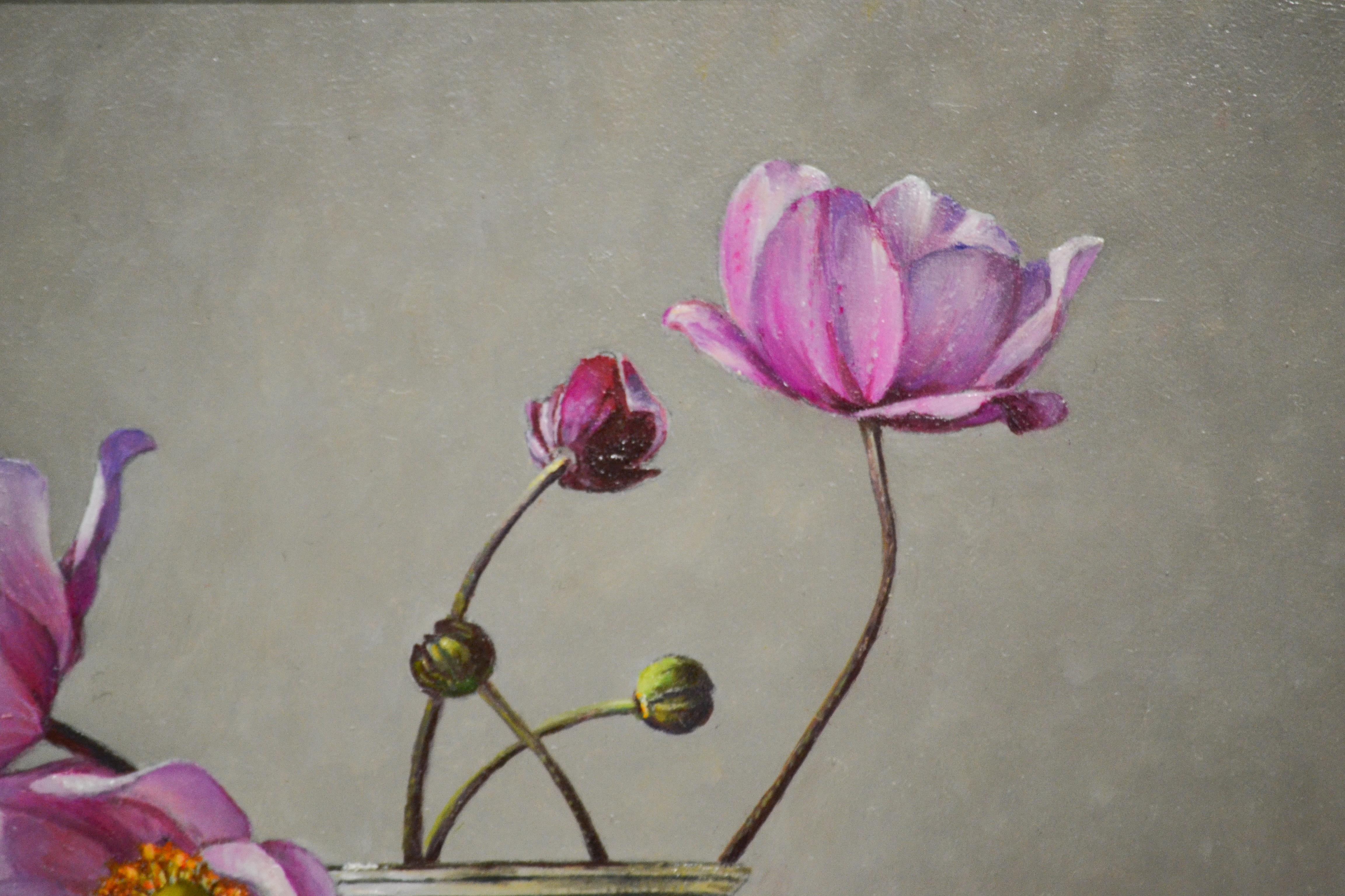 Ingrid Smuling - Pink Autumn Anemones in Silver Cup - Ingrid Smuling ...