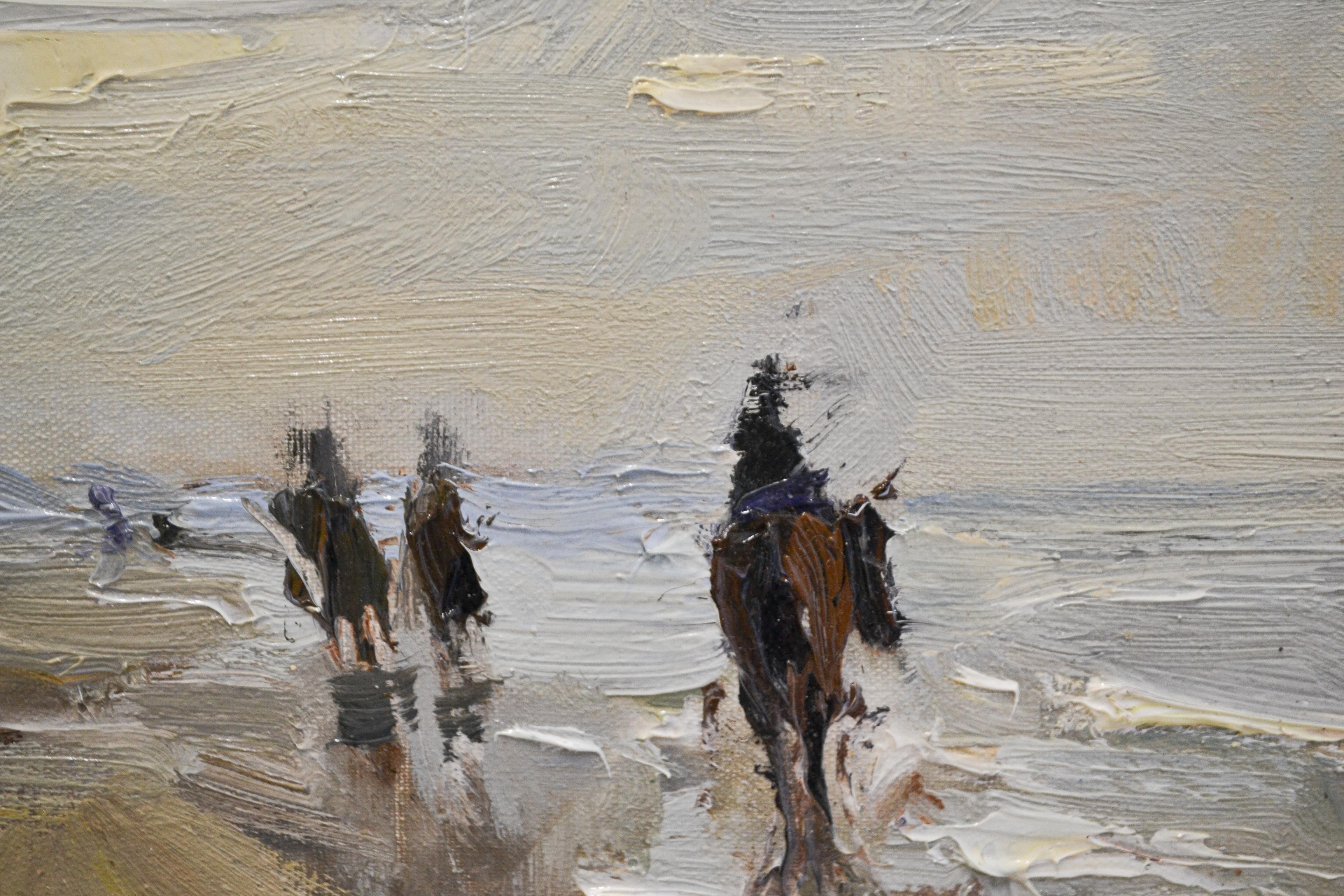 Roos Schuring - Seascape Winter And Horses - Roos Schuring 21st Century ...