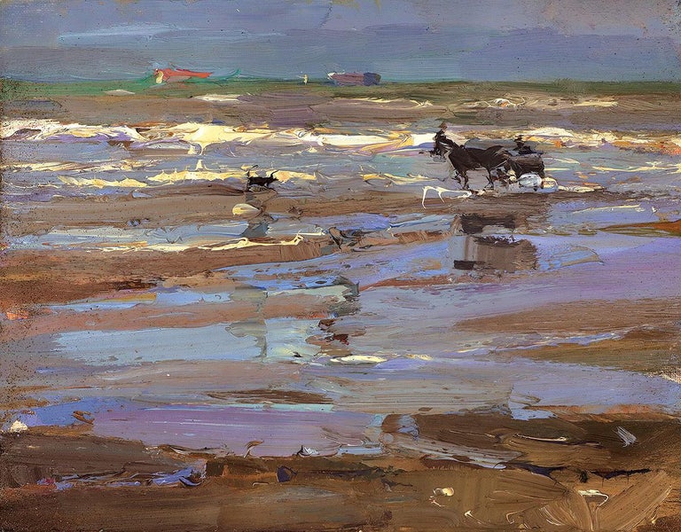 Roos Schuring - Seascape, Horse Carriage in Tints of Purple ...