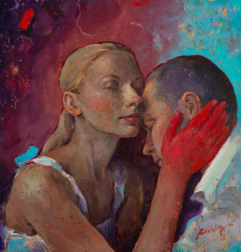 Tania Rivilis - Warm Me Up - 21st Century Contemporary Colorful Portrait Oil Painting For Sale ...