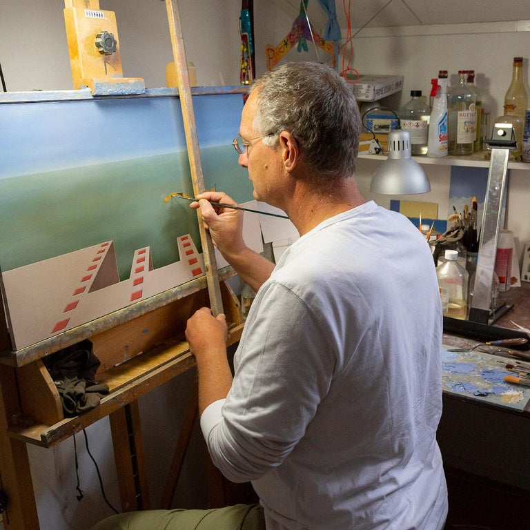 Bert Brus - Playing outside- 21st Century contemporary painting of a ...