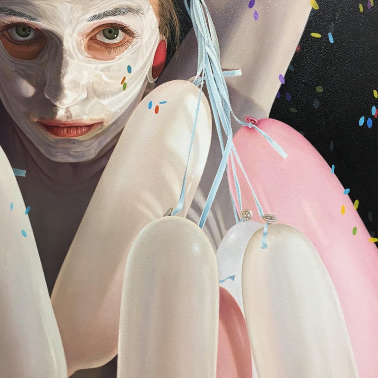 Gerard Schriemer - Confetti and Balloons- 21st Century Contemporary Portrait Oil Painting For ...