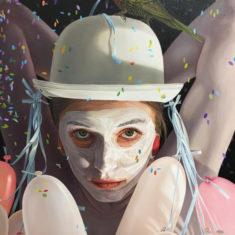 Gerard Schriemer - Confetti and Balloons- 21st Century Contemporary Portrait Oil Painting For ...