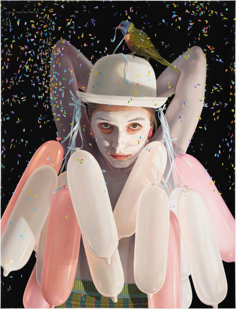 Gerard Schriemer - Confetti and Balloons- 21st Century Contemporary Portrait Oil Painting For ...