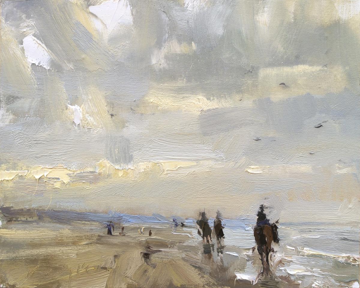 Roos Schuring - Seascape Winter And Horses - Roos Schuring 21st Century ...