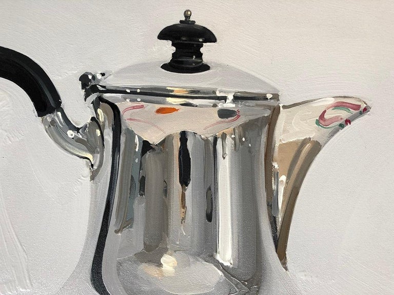 Alan Kingsbury RWA - Silver Coffee pot with Mandarin and cup' British ...