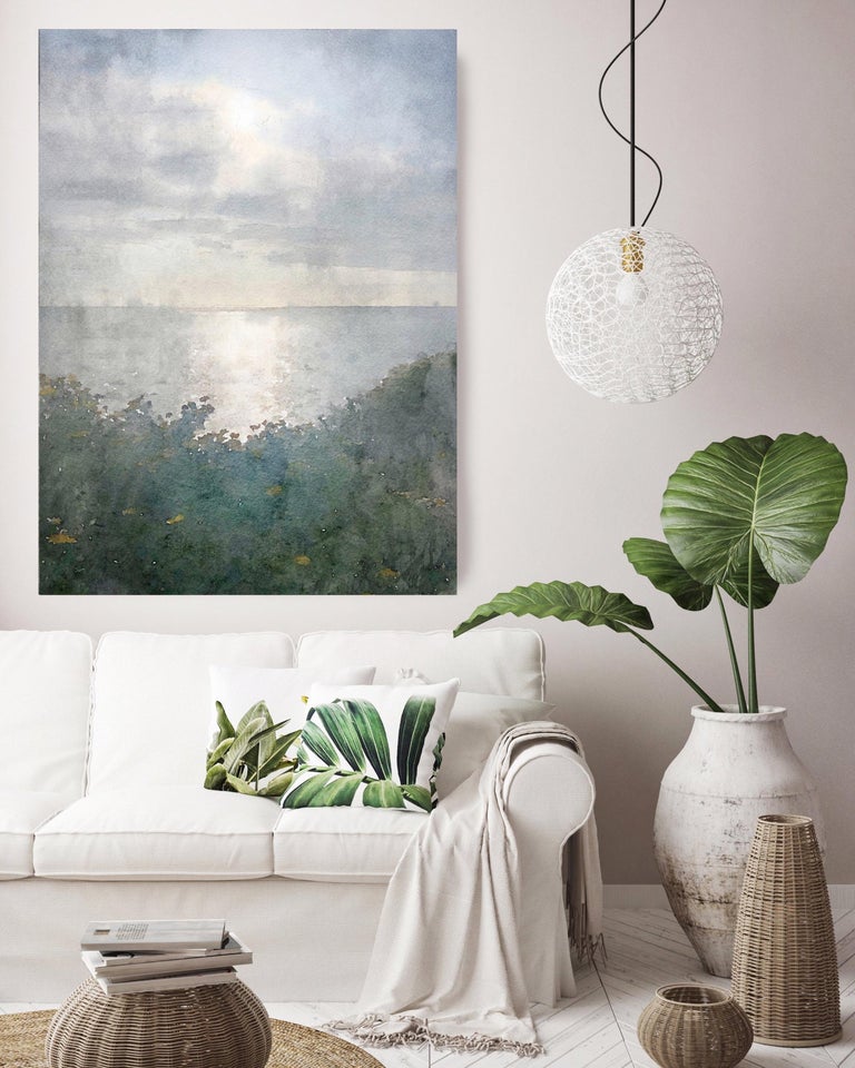 Irena Orlov - Seascape, Sunset Over the Ocean Painting Hand Embellished ...