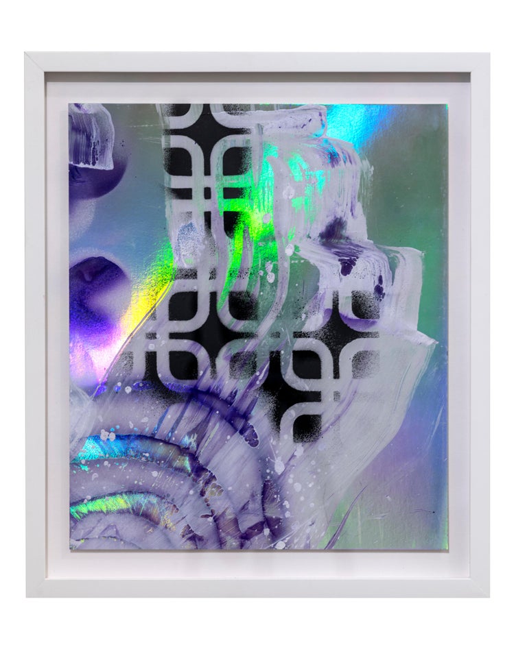 Martin Durazo - Untitled (Purple and Silver), small, abstract, metallic ...