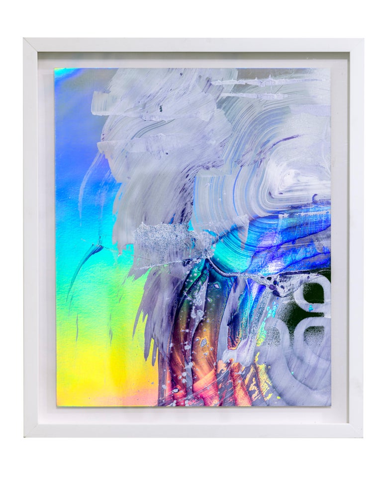 Martin Durazo - Untitled (White and Purple), small, abstract, metallic ...