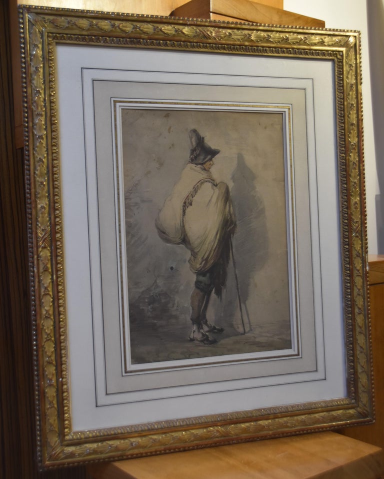 Paul Gavarni - Paul Gavarni (1804-1866) A Vagabond Traveler Watercolor ...