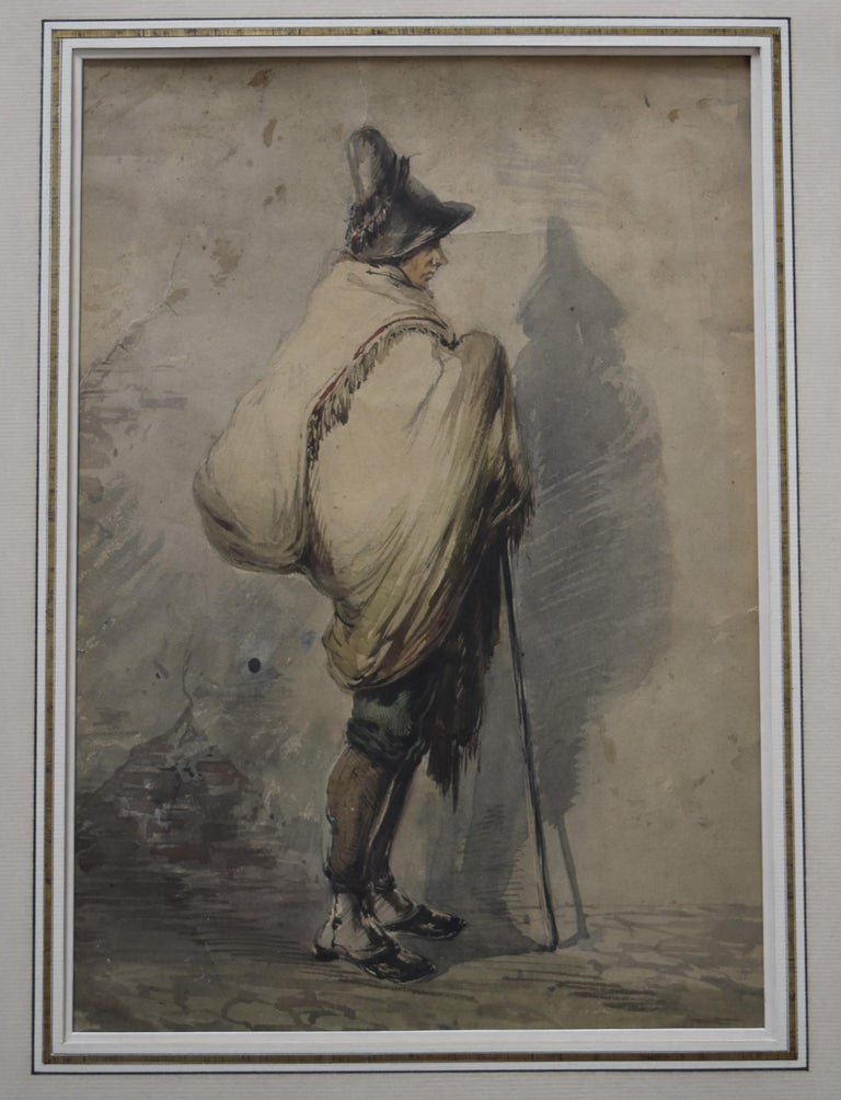 Paul Gavarni - Paul Gavarni (1804-1866) A Vagabond Traveler Watercolor ...