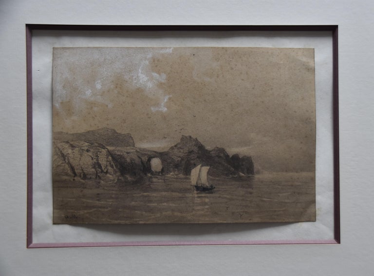 Auguste Mayer - Auguste Mayer (1805-1890) A seascape with a boat ...