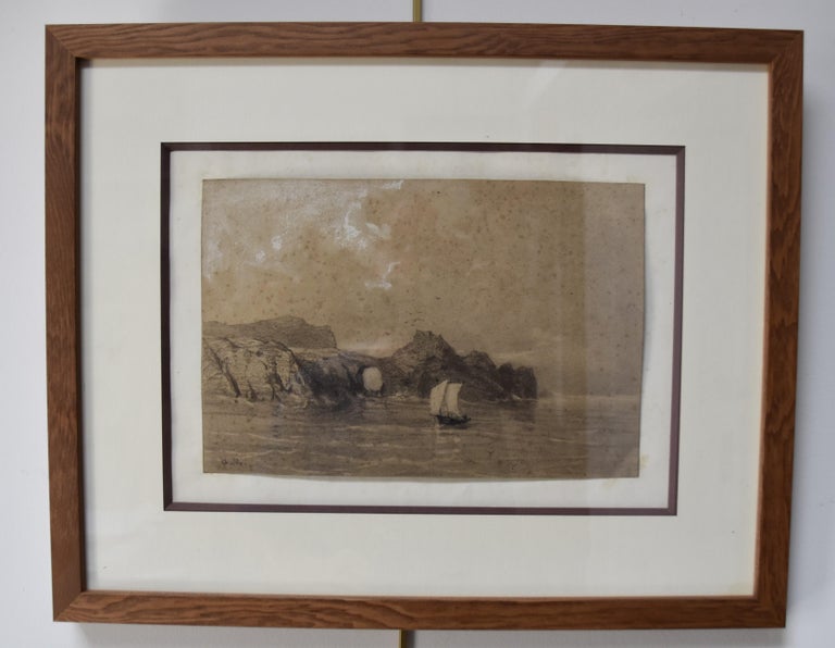 Auguste Mayer - Auguste Mayer (1805-1890) A seascape with a boat ...