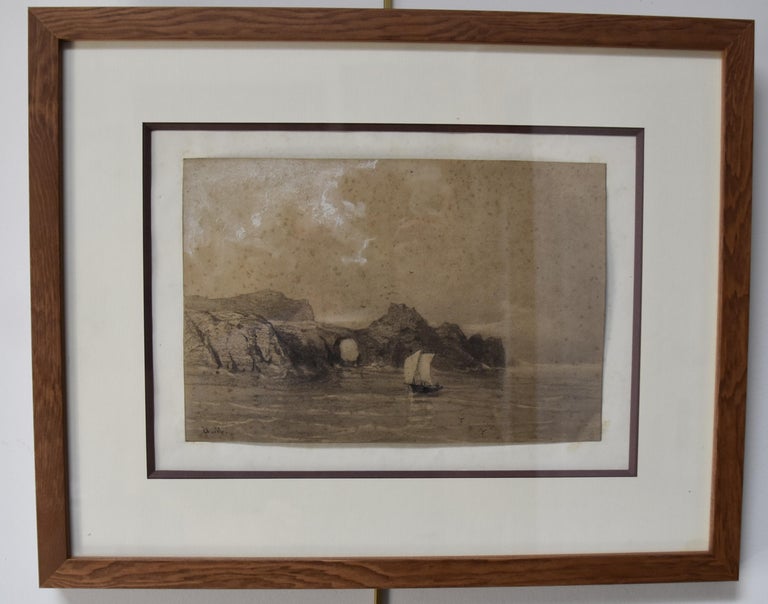 Auguste Mayer - Auguste Mayer (1805-1890) A seascape with a boat ...