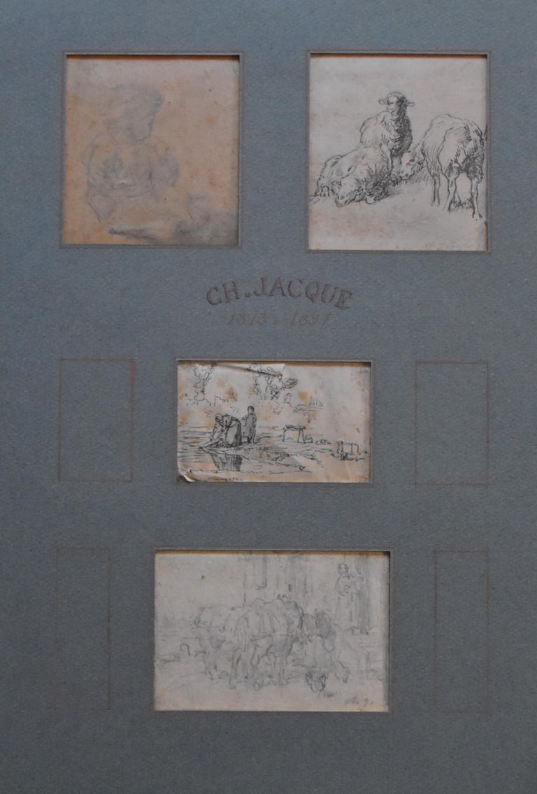 Charles Jacque - Charles Emile JACQUE (Paris 1813 - 1894) Four drawings ...