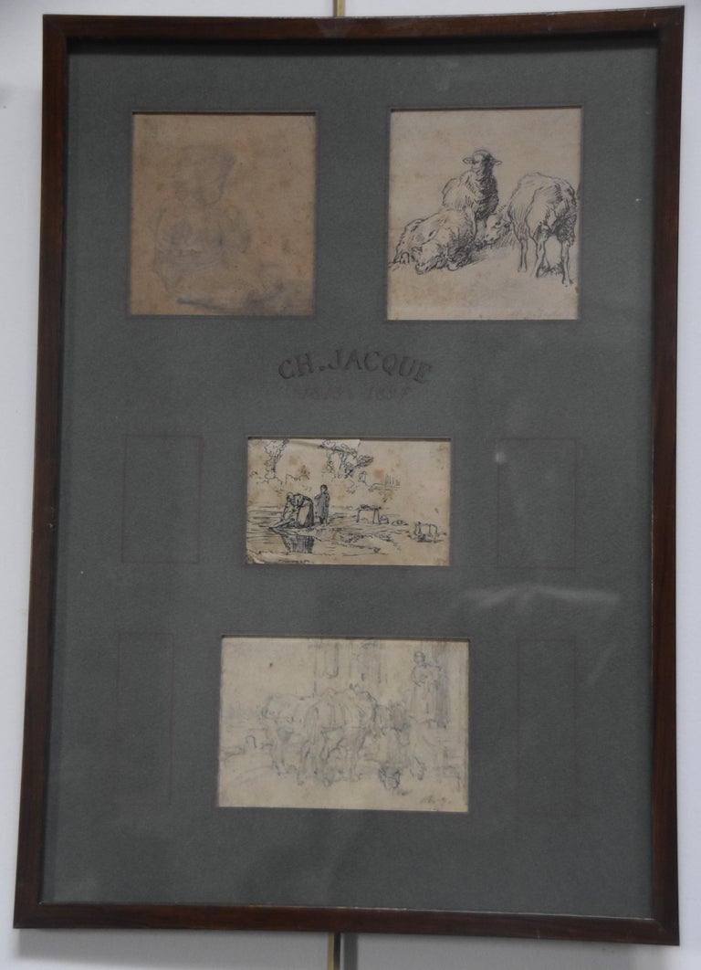 Charles Jacque - Charles Emile JACQUE (Paris 1813 - 1894) Four drawings ...