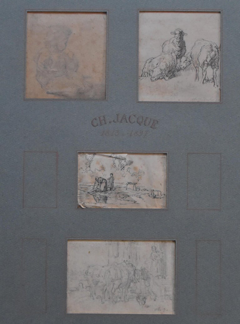 Charles Jacque - Charles Emile JACQUE (Paris 1813 - 1894) Four drawings ...