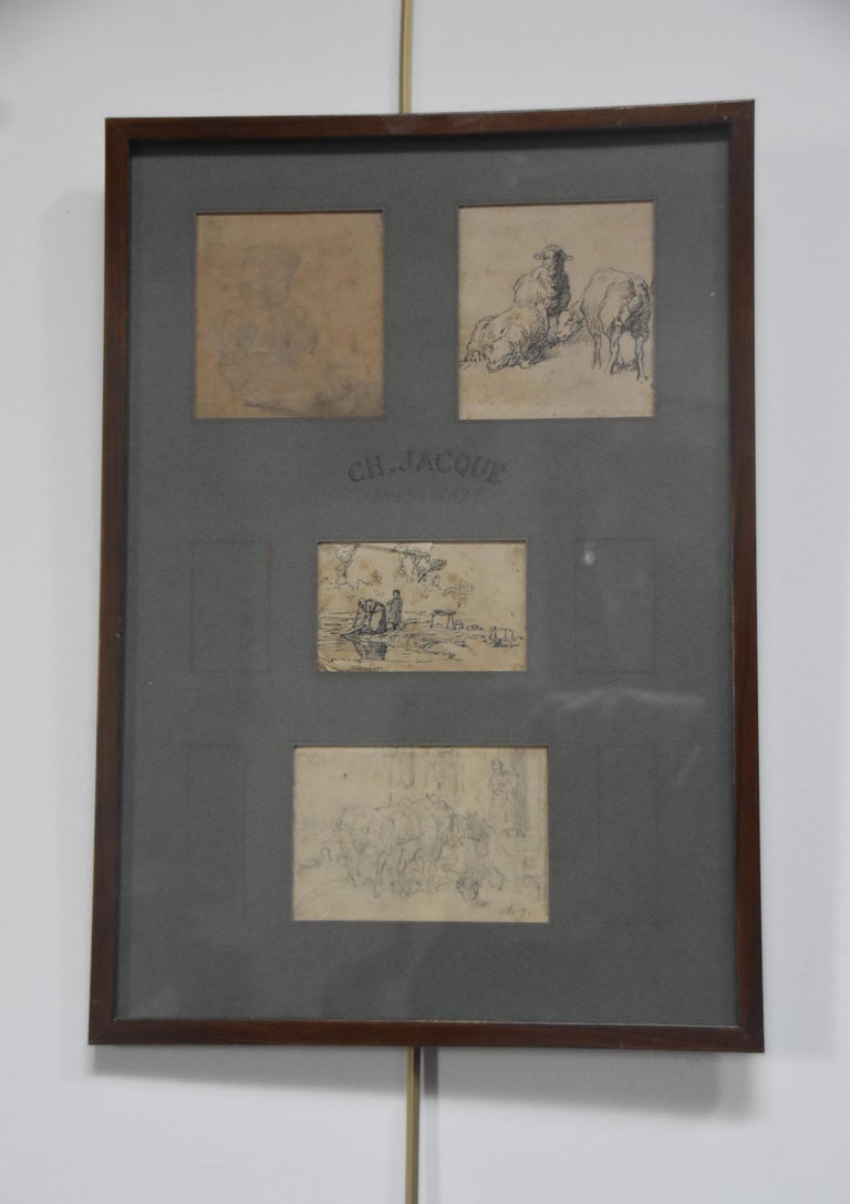 Charles Jacque - Charles Emile JACQUE (Paris 1813 - 1894) Four drawings ...