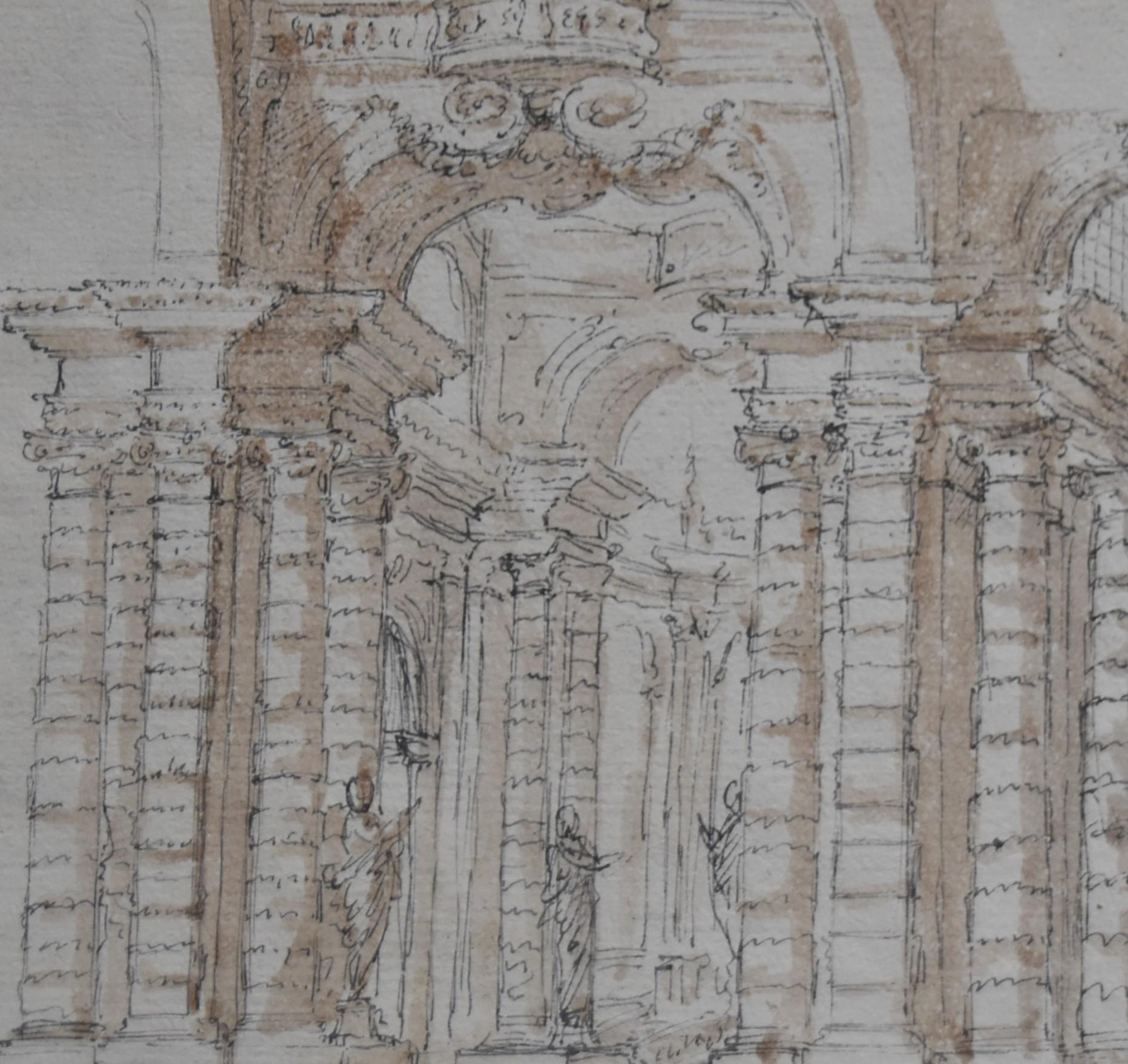 Unknown - 18th Century School, An Architectural Capriccio, drawing For ...