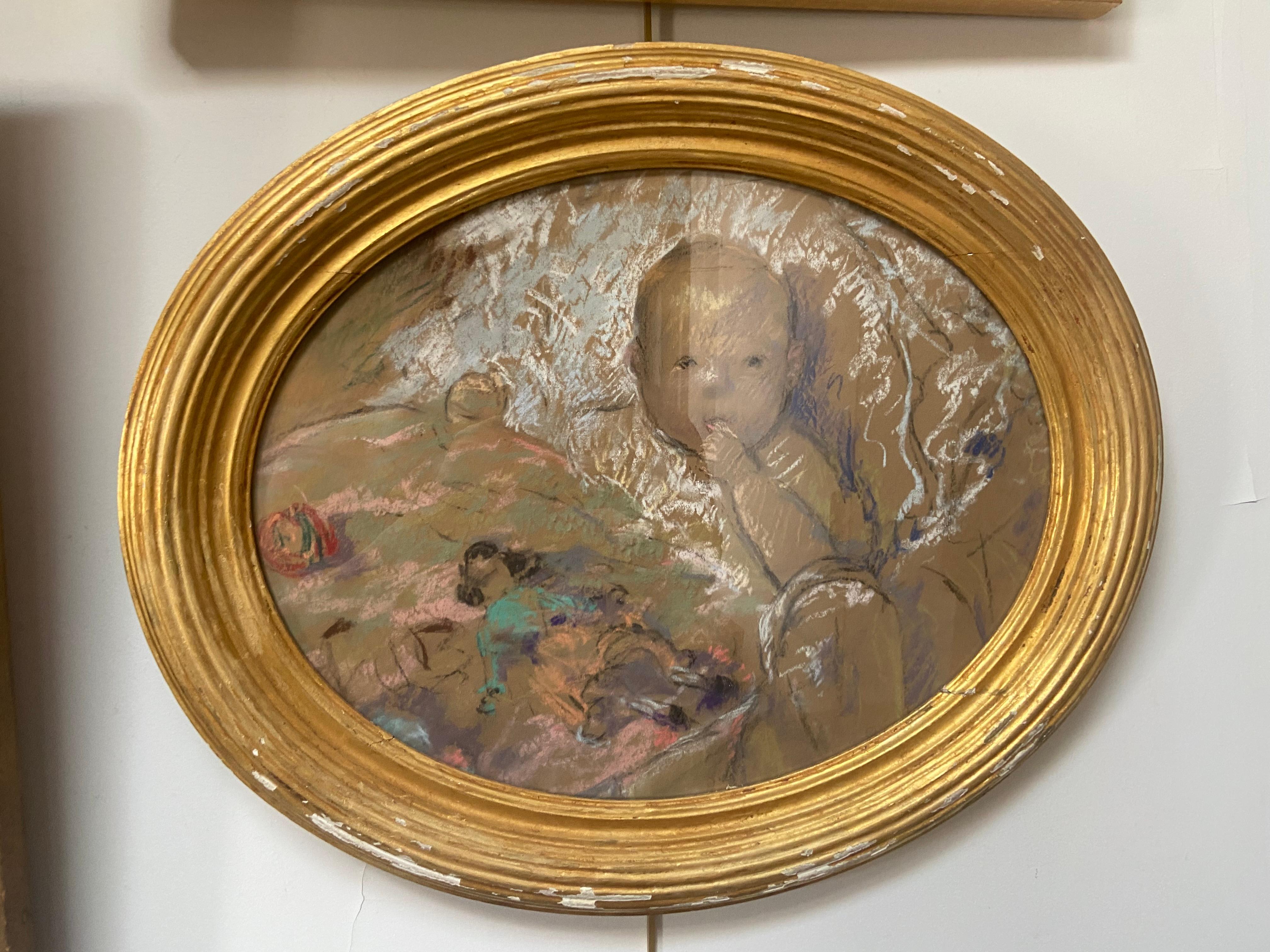 Beatrice How - Beatrice How (1867-1932) Un bébé et ses jouets, pastel ...