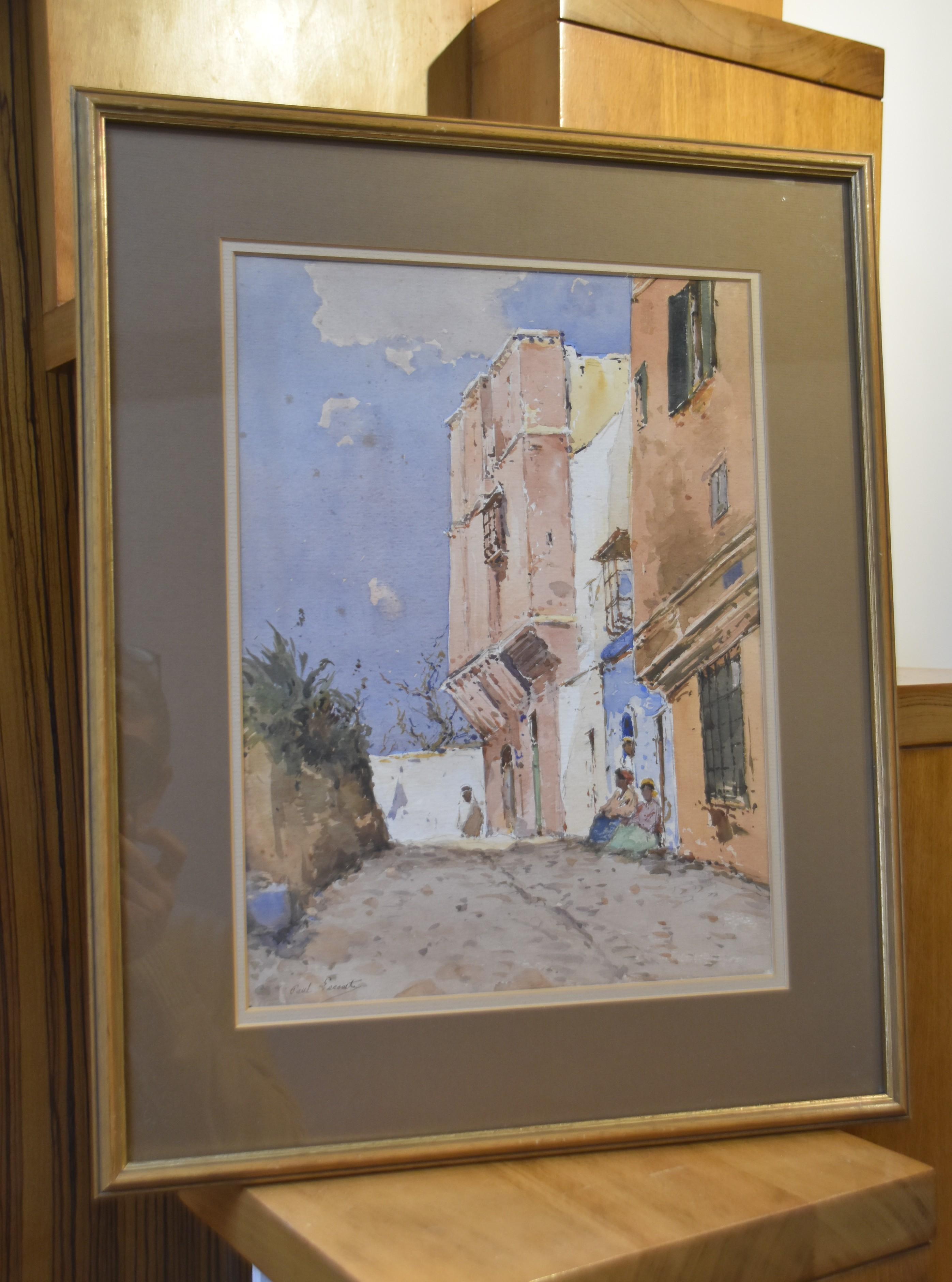 Paul Lecomte - Paul Lecomte (1842-1920) A street in North africa, watercolor For Sale at 1stDibs ...
