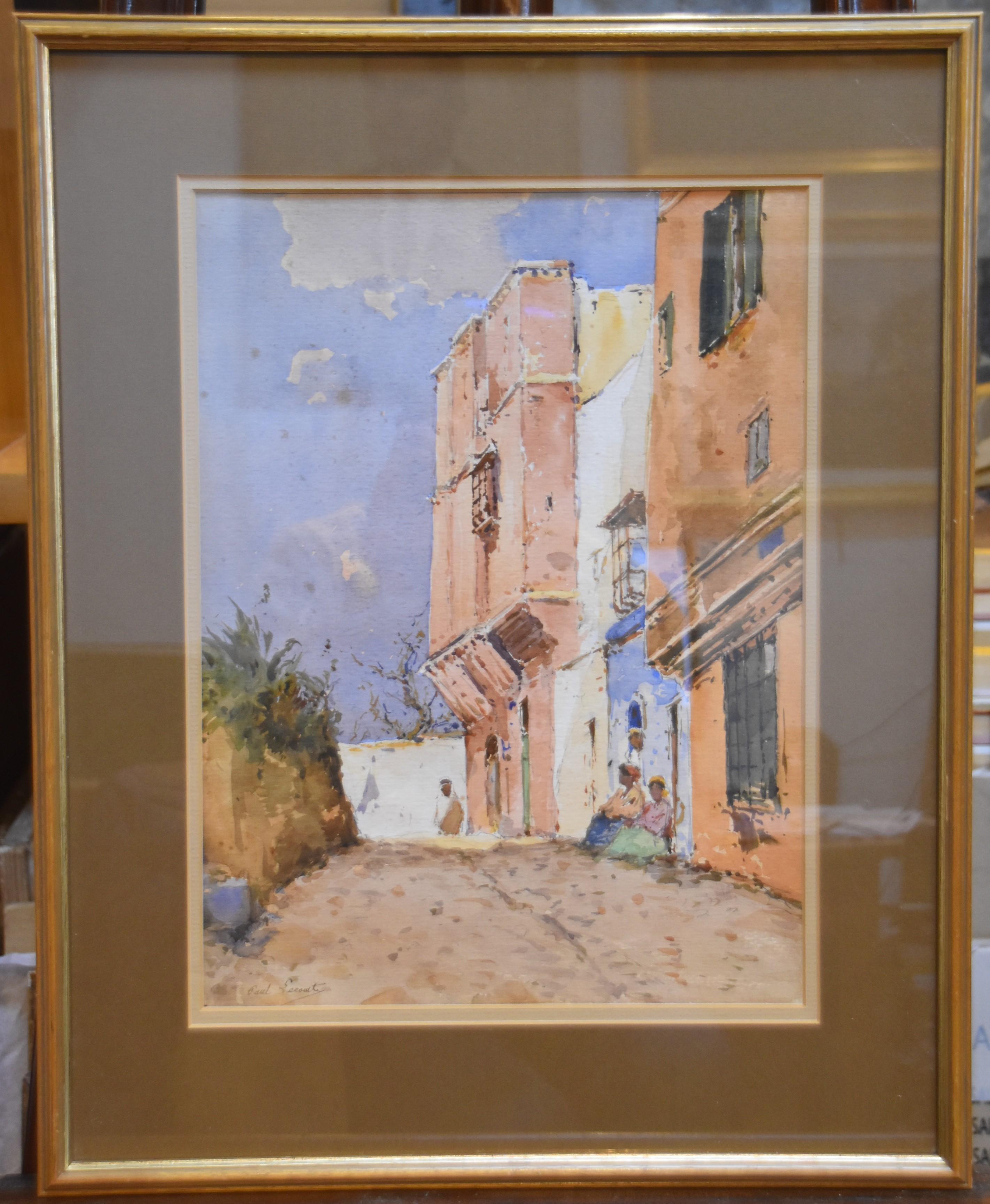 Paul Lecomte - Paul Lecomte (1842-1920) A street in North africa, watercolor For Sale at 1stDibs ...