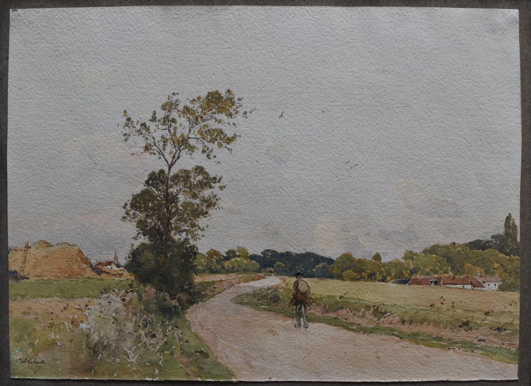 Paul Lecomte - Paul Lecomte (1842-1920) A traveler on a path in summer ...