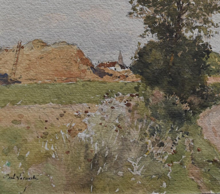 Paul Lecomte - Paul Lecomte (1842-1920) A traveler on a path in summer , watercolor at 1stDibs