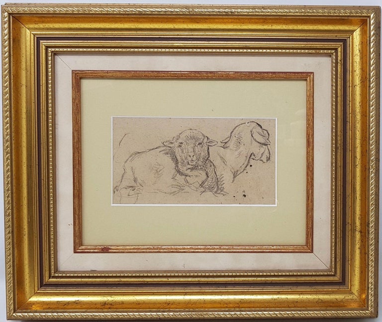 Charles Jacque - Charles Emile JACQUE (Paris 1813 - 1894) Two sheeps ...