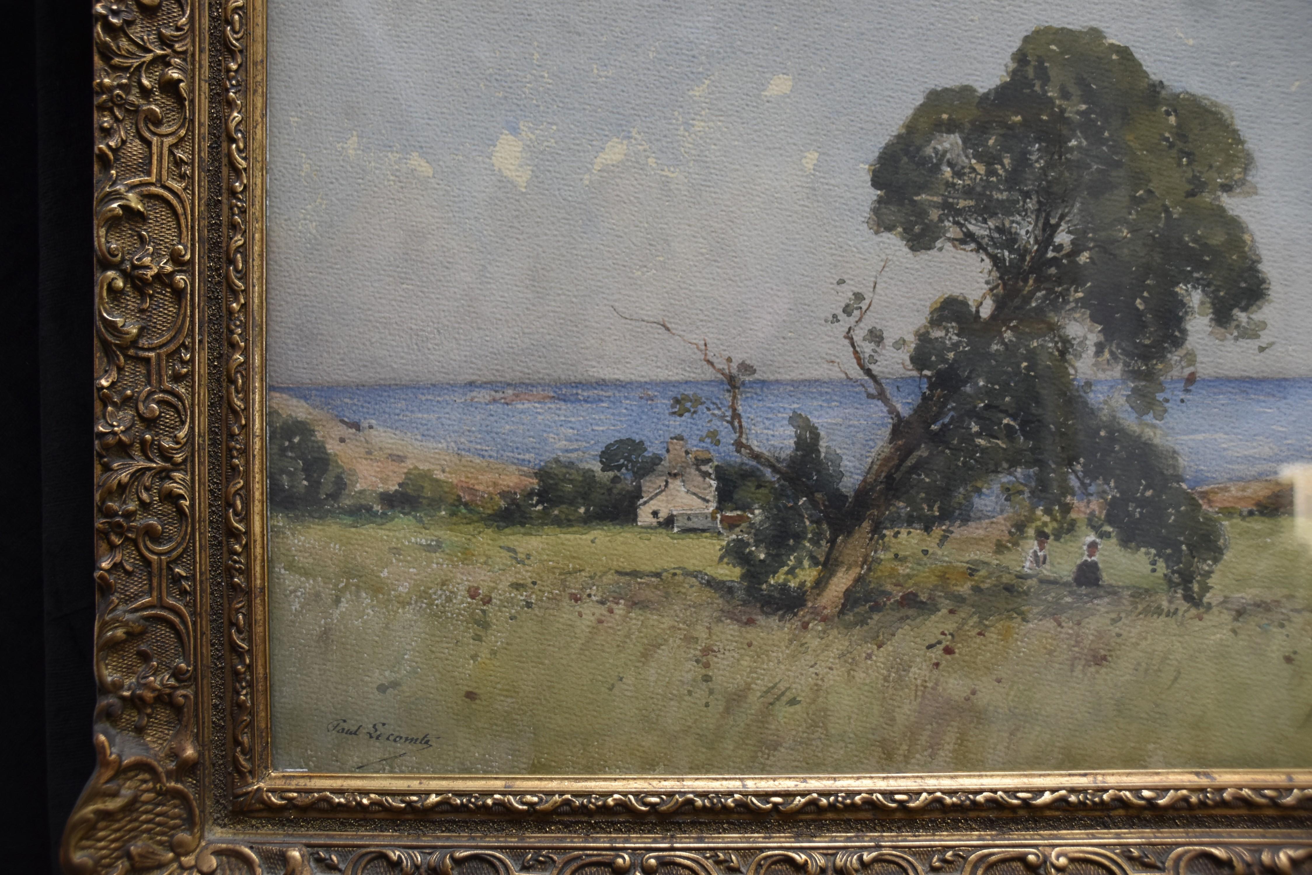 Paul Lecomte - Paul Lecomte (1842-1920) A Brittany landscape, signed watercolor For Sale at ...