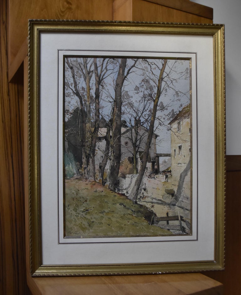 Paul Lecomte - Paul Lecomte (1842-1920) Landscape in Nanteuil, signed watercolor at 1stDibs