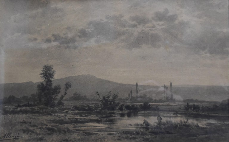 Auguste Allongé - Auguste Allong (1833-1898) Paysage avec un étang ...
