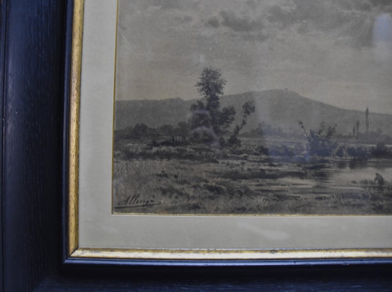 Auguste Allongé - Auguste Allong (1833-1898) Paysage avec un étang ...