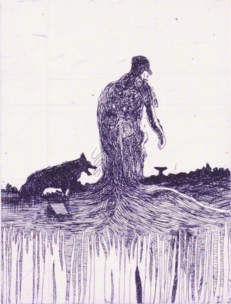 Morten Schelde - Purple, Contemporary, Figurative, Line Etching, Fine ...
