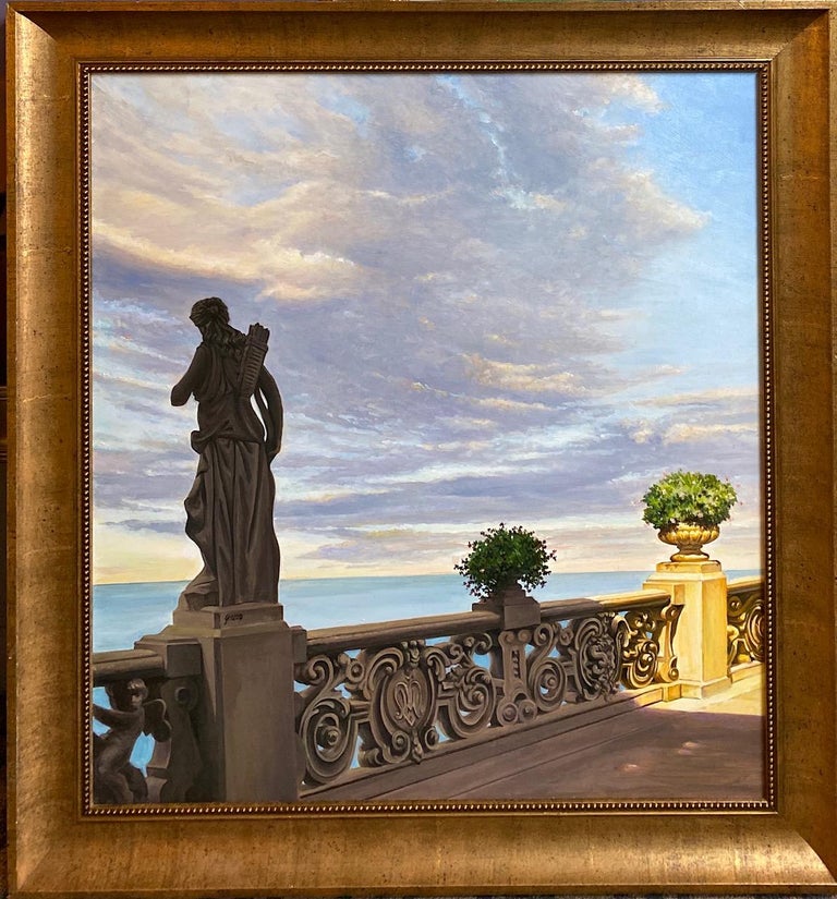 Joseph Genova - Evening at Lake Como, original 28x26 realistic Italian ...