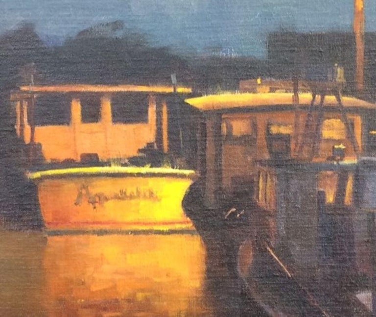 Neal Hughes - Tilghman Island Nocturne, original impressionist marine ...