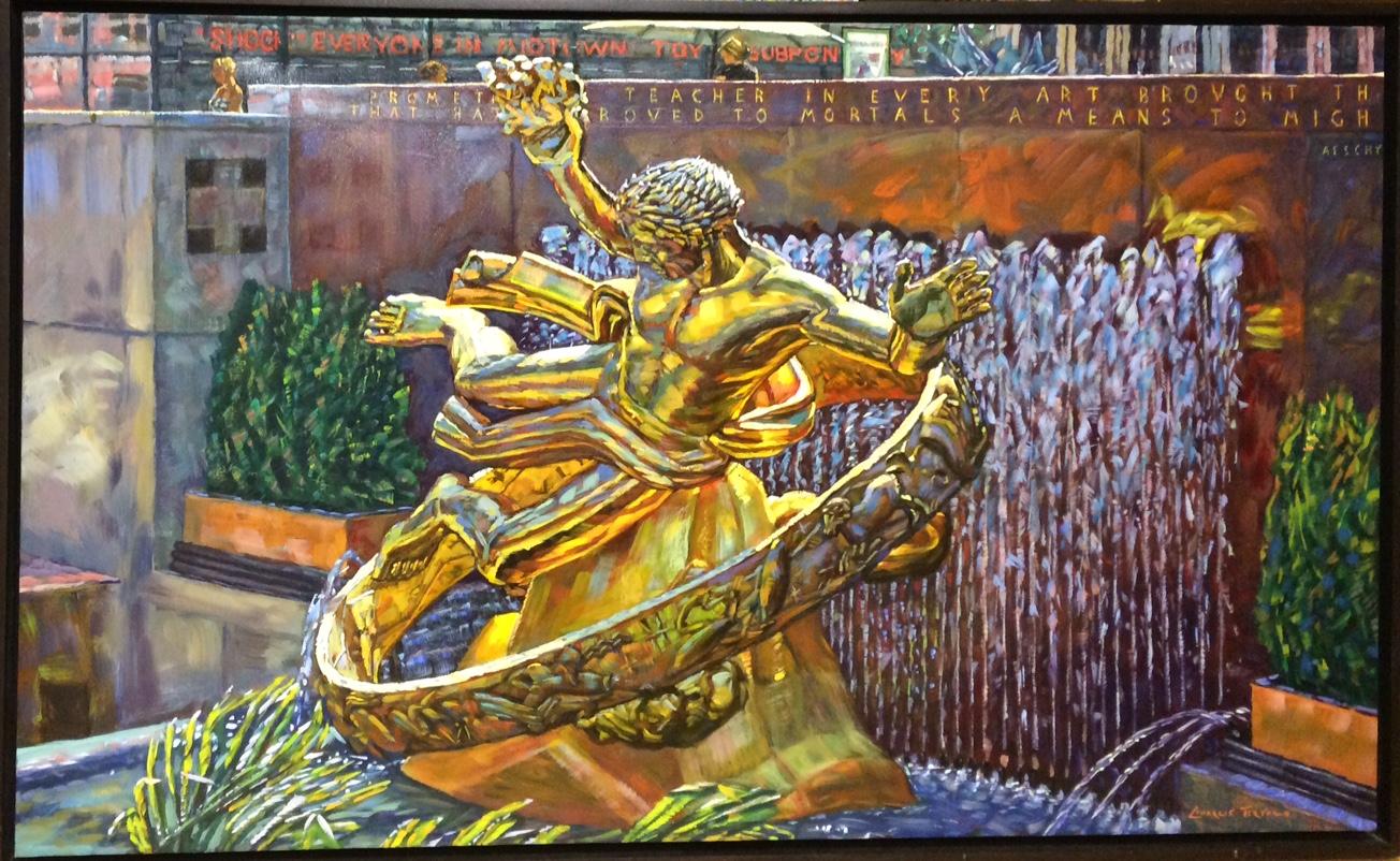 Charles Tersolo - Rockefeller Gold, original 36x60 expressionist ...