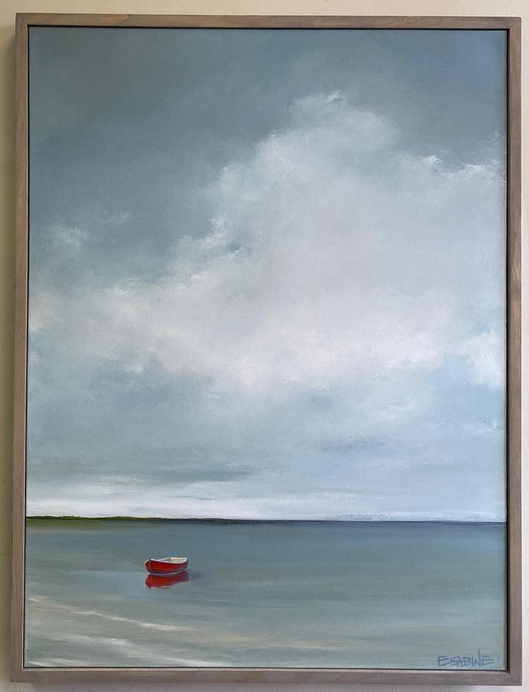 Elizabeth Sabine - Red Boat Drifting, original 36x24 contemporary ...
