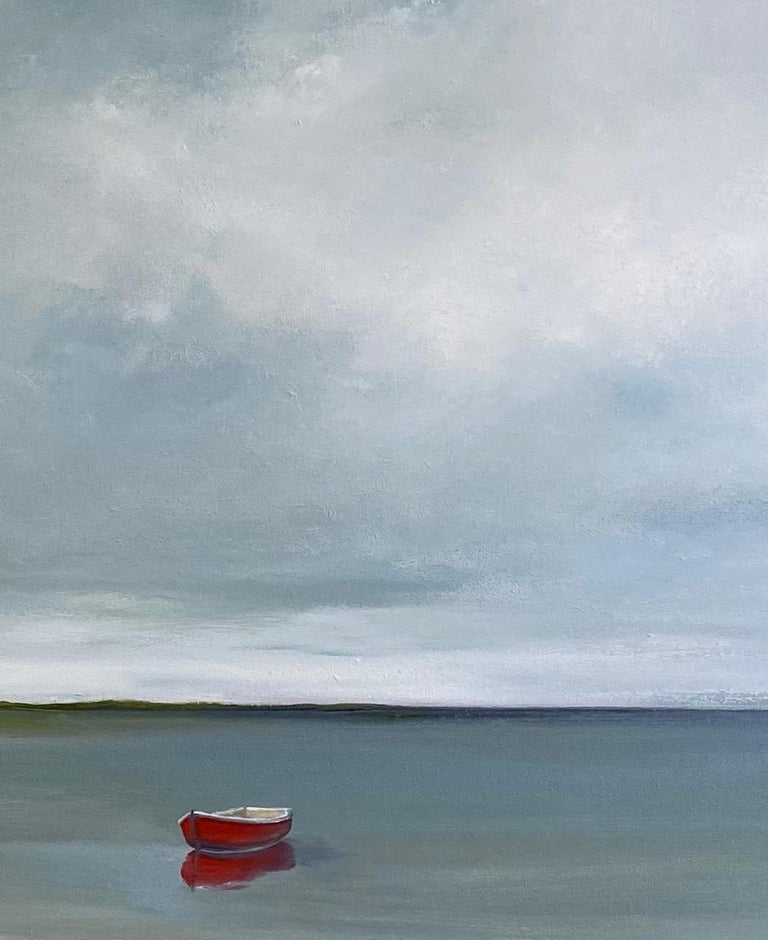 Elizabeth Sabine - Red Boat Drifting, original 36x24 contemporary ...