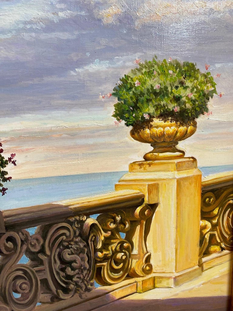 Joseph Genova - Evening at Lake Como, original 28x26 realistic Italian ...