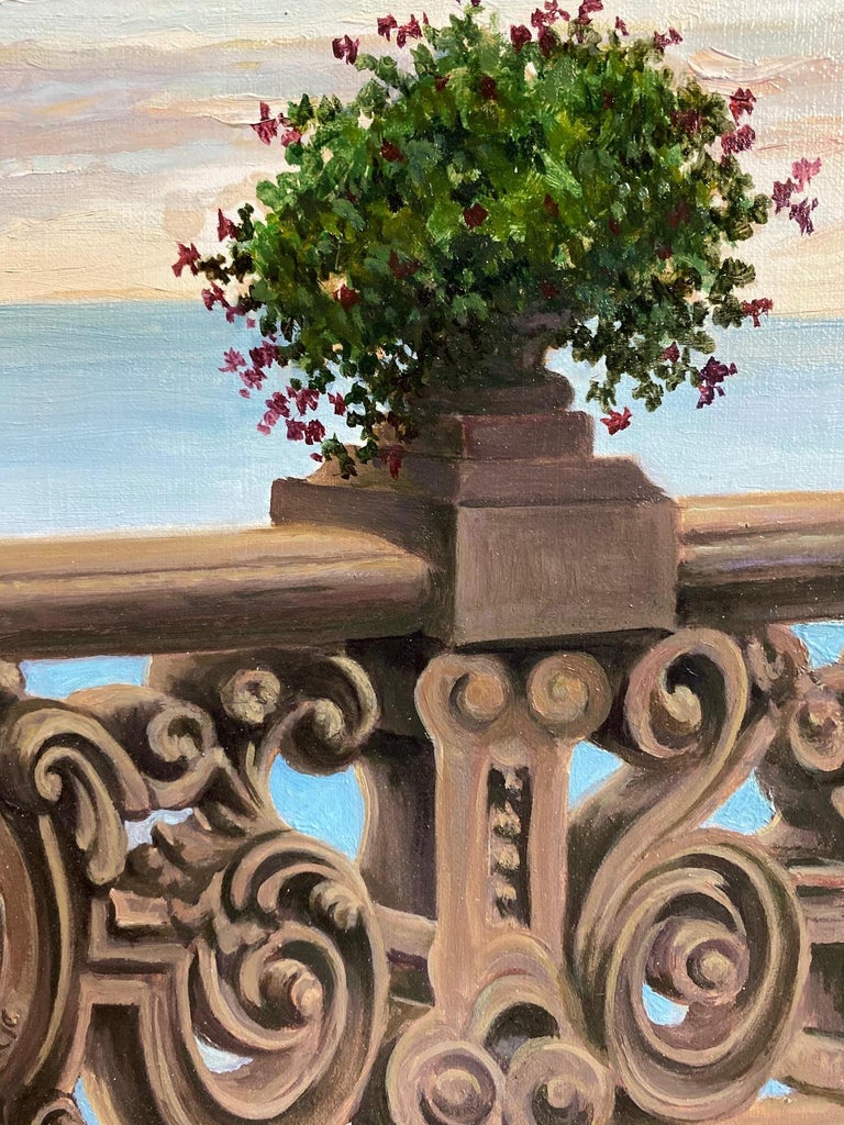 Joseph Genova - Evening at Lake Como, original 28x26 realistic Italian ...