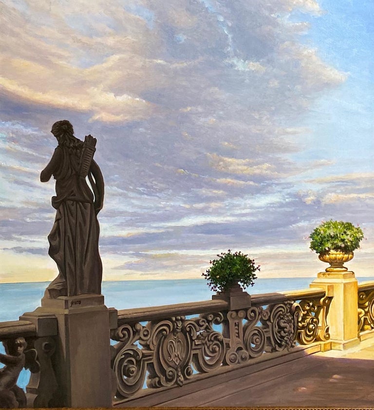 Joseph Genova - Evening at Lake Como, original 28x26 realistic Italian ...