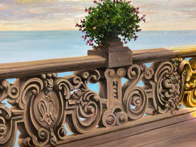 Joseph Genova - Evening at Lake Como, original 28x26 realistic Italian ...